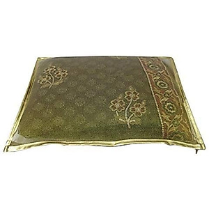 DESI PITAARA Set of 10 Pc Transparent Saree Covers/Saree Bags/Storage Bags/Clothes Covers with Stainless Steel Zip Lock Combo (Suitable for Single Saree Pack) (Golden)