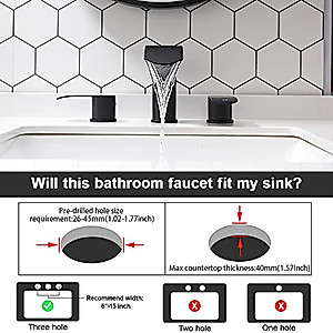 Bathroom Sink Faucet Matte Black - Bathroom Faucets for Sink 3 Hole 2-Handle 8 inch Widespread Bathroom Sink Faucet with Pop Up Drain and Faucet Supply Hoses