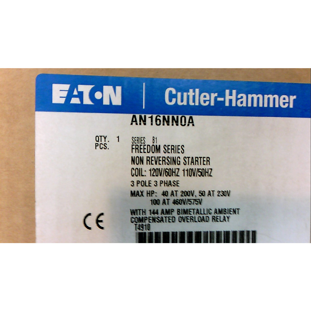 AN16NN0A, Freedom Sereis NEMA size 4 Starter, Eaton / Cutler-Hammer