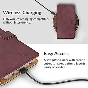 Snakehive Vintage Wallet for Apple iPhone 7 Plus || Real Leather Wallet Phone Case || Genuine Leather with Viewing Stand & 3 Card Holder || Flip Folio Cover with Card Slot (Plum)