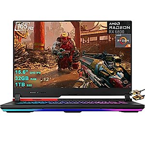 ASUS ROG Strix G15 Advantage G513 Gaming Laptop 15.6” QHD IPS 165Hz AMD Octa-Core Ryzen 9 5980HX (Beat i9-10885H) 32GB RAM 1TB SSD Radeon RX 6800M 12GB Graphic USB-C RGB Backlit Win11 + HDMI Cable