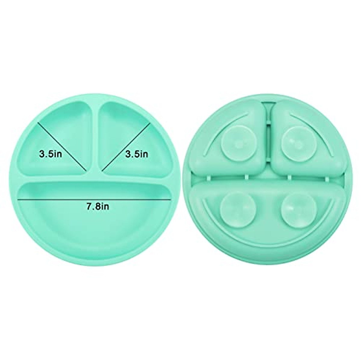 PandaEar Silicone Suction Plate for Baby| Divided Unbreakable Toddler Plate Baby Food Plate with Spoon and Fork, Non-Slip, Non-Toxic, BPA Free, Dishwasher and Microwave Safe (Green)