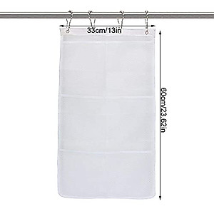 Hanging Mesh Bath Quick Dry Hanging Caddy Bath Organizer Hang on Shower Curtain Mesh Shower Caddy Space Saver(Clip Hook)