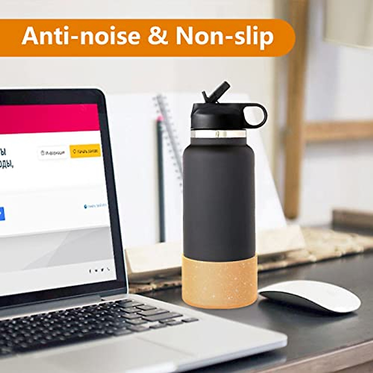 WUQID Protective Bling Silicone Boot Sleeve for 12oz-40oz Sport Flask & Stanley Water Bottles Tumbler Anti-Slip Bottom Sleeve Cover for All Water Bottles Bottom Width of 2.83&3.56in