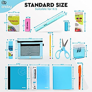 Enday Back to School Supplies for Kids, Blue School Supply Box Grades K-5, Premium Quality Kids School Supplies Kit, Kindergarten School Supplies for Girls and Boys, 71 Piece Set