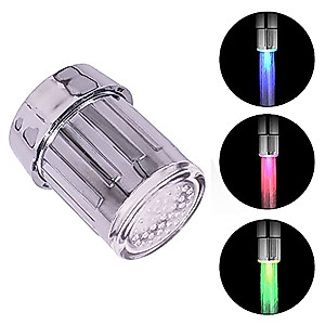 1 Pack 3-Color Temperature Sensitive Gradient LED Water Faucet Light Water Stream Color Changing Faucet Spout Sink Tap Faucet for Kitchen and Bathroom