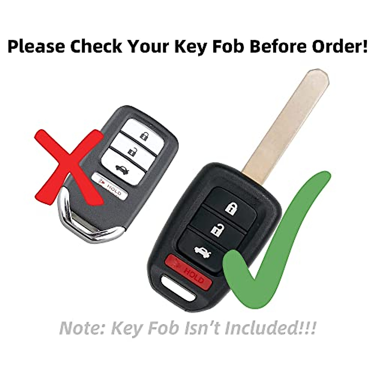 iSaddle for Honda 4 Buttons Key Fob Silicone Case - Keyless Entry Remote Control Straight Car Key Fob Protector for Honda Accord Civic CR-V Crosstour HR-V Fit 2013-2019 MLBHLIK6-1TA (Black)