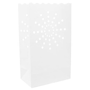 CleverDelights White Luminary Bags - 10 Count - Sunburst Design - Wedding Party Christmas Holiday Luminaria