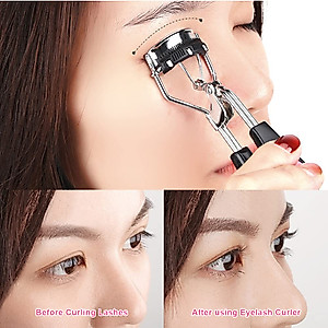 14 Pcs Eyelash Curler Set, 3 in 1 Eyelash Curler with Built in Comb, Include Eyelash Curler, Eyelash Comb Eyebrow Brush and Refill Pads, Eyelash Applicator Tool for Women (Size:14 Pcs/Set)