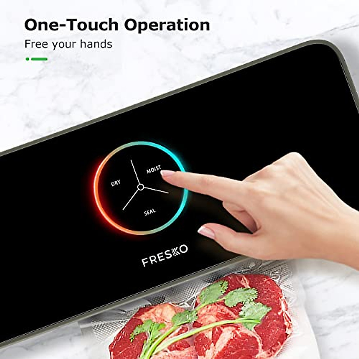 FRESKO Full Automatic Vacuum Sealer Machine for seal a meal, LED Touch Food Sealer with Bags, ETL Certified (White)