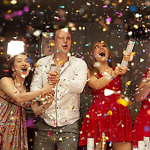 Multicolor Confetti Poppers 4 Pack | Confetti Cannon Party Poppers Confetti Shooter for Event Birthday Celebration | Bulk Streamer Blaster Cannon Launcher | Large Glitter Prank Package Gun Tube Stick