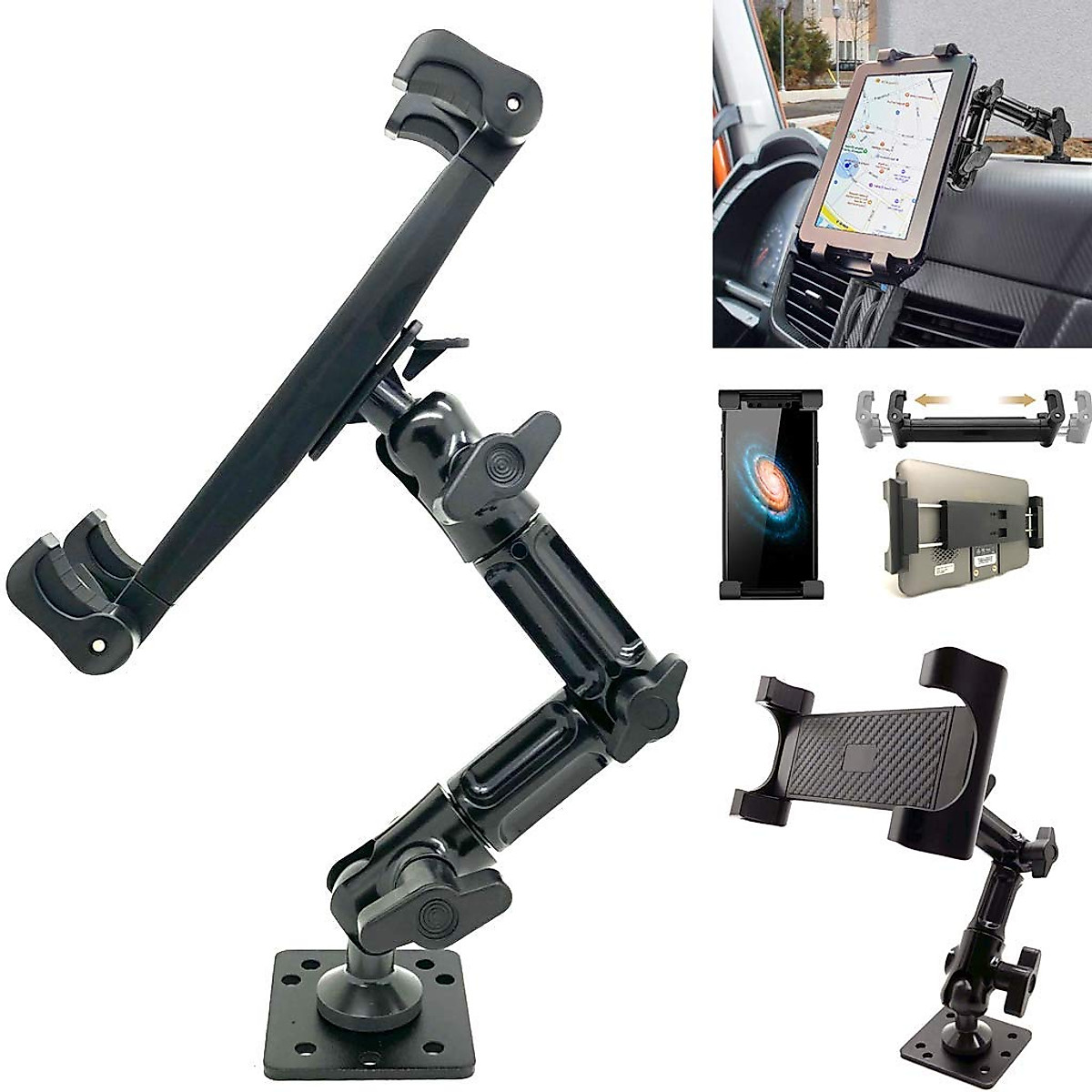 ChargerCity Universal ELD Drill Base Industrial Alloy Heavy Duty Metal Mount Holder for All Tablets and Smartphones Device Pro (All Generations)