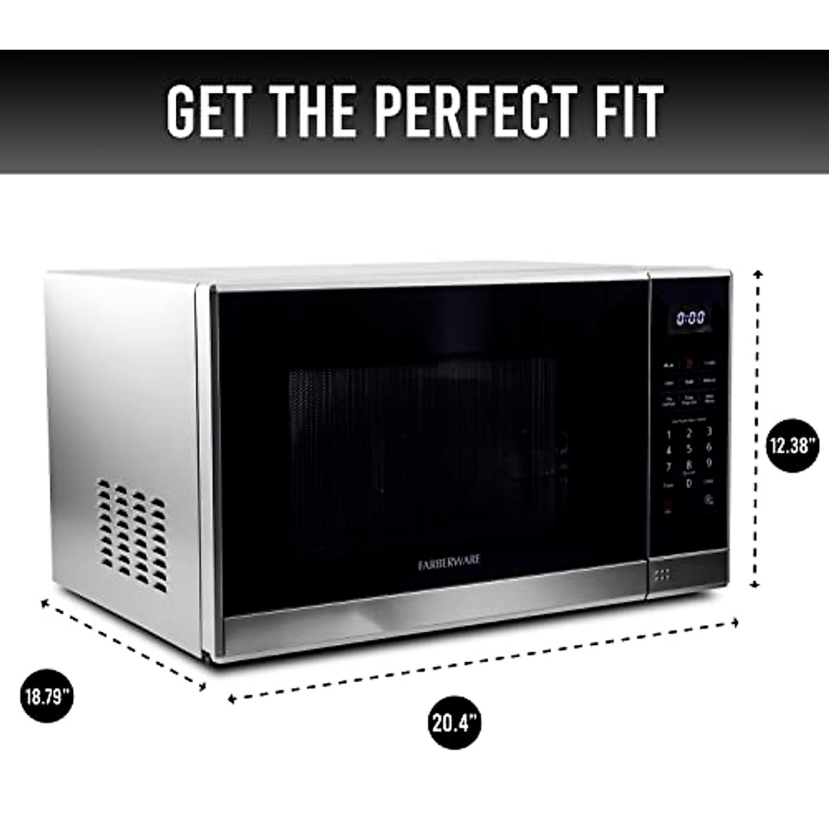 Farberware Countertop Air Fryer Microwave, 1.3 Cu.Ft, 1000 Watts, LED Display, Child Lock, Easy to Clean Interior, Black