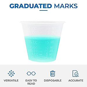 Pruvade 100 Pack 1-oz. Disposable Medicine Cups with Graduated Dosage Lines for Pills or Liquid, 100 Bulk Pack, Single Serve Measuring for Home, Nurse, Hospital, Medical Care |100 Pack