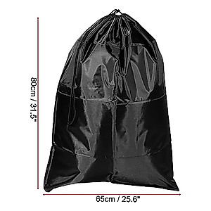 PATIKIL Clothes Storage Drawstring Bag, 31.5" Height Clothing Blankets Double Drawstrings Bags for Camping Travel, Black