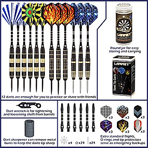 Darts Metal Tip Set - Darts Steel Tip Set Professional, 20 Grams, 24 Grams and 26 Grams Metal Tip Darts with Aluminum Shafts, Brass Barrels, Extra Dart Flights, Sharpener Tool Kit, Carrying Case