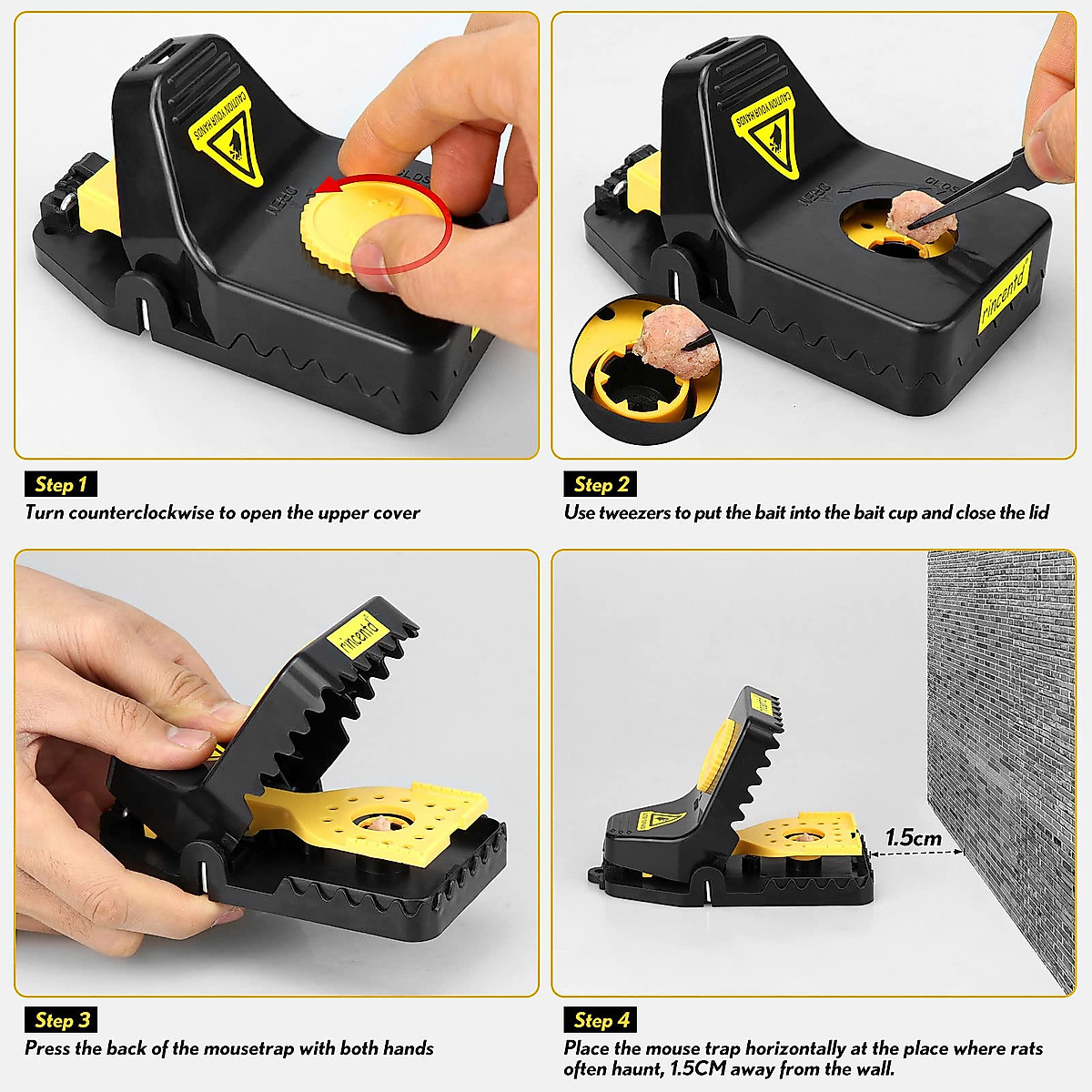 Mouse Traps, a Set of 4 Large Rat Traps, 5 Small Mice Traps Reusable Outdoor and Indoor Quick Effective Mousetrap -9 Pack with 2 Clips.