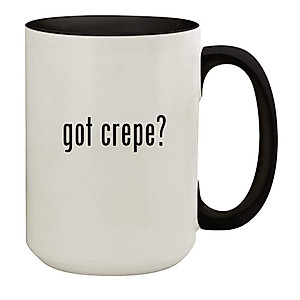 Knick Knack Gifts got crepe? - 15oz Ceramic Colored Inside & Handle Coffee Mug Cup, Black