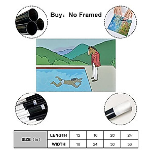 LKMSWK BoJack Horseman Poster David Hockney He Watches He’s Swimming Wall Art Poster Scroll Canvas Painting Picture Living Room Decor Home Framed/Unframed 12x18inch(30x45cm)