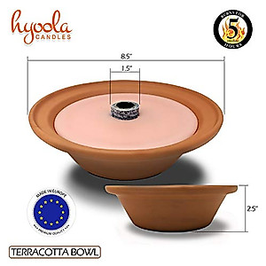Hyoola 5 Hour Outdoor Firebowl Candle - Unscented Large Flame Wick in Terra Cotta Bowl - Insect and Mosquito Repellent Effect - for Table, Patio, Yard, Camping, Outdoors - Peach.