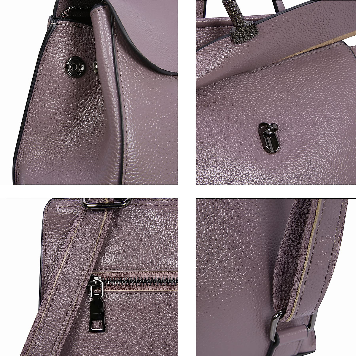 HESHE Leather Backpack Purse for Women Convertible Satchel Handbags Fashion Back Pack Purse Travel Everything Bag(Lilac)