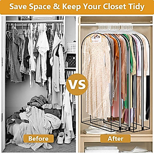 60 Inch Long Garment Bags for Hanging Clothes, 10 Gusseted Clear Garment Bags for Storage, Dress Bags for Gowns long with Side Zipper, Clothes Storage Bag for Coats, Gowns, Suits, Sweaters（3 Packs）