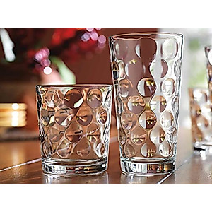 Home Essentials & Beyond Glassware Drinking Glasses Set Of 8 4 Highball (17 oz.) Kitchen Glasses | 4 (13 oz.) Rocks Glass Cups for Water, Juice and Cocktails.