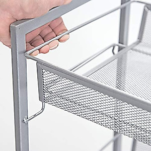 Greenway 4-Tier Mobile w/Side Hooks Storage Cart, Silver