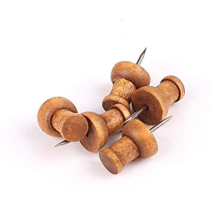 120 Pcs Wood Push Pins, Walnut, Standard, Wooden Thumb Tacks Decorative for Cork Boards Map Photos Calendar and Home Office Craft Projects with Box
