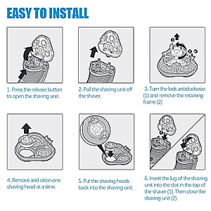 HQ8 Replacement Heads for Philips Norelco Aquatec Replacement Heads for Norelco Aquatec Shavers Razor Replacement Blades for PT720 PT730 AT880 At830 AT810 AT815,OEM Upgraded HQ8 Blades,6Pack & Brush