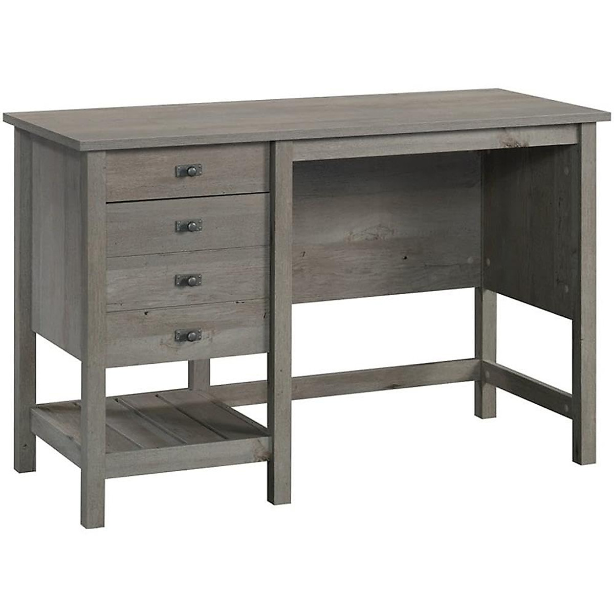 Pemberly Row Single Pedestal Desk in Engineered Wood-Mystic Oak Finish