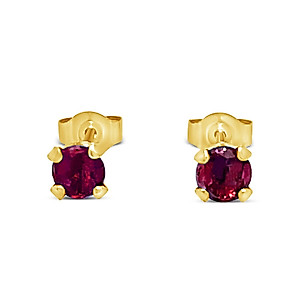 14k Yellow Gold Stud Earrings, Genuine Red Ruby Small Stud Earrings, 3mm Round Stud Earrings, July Birthstone For Women, Valentine's day, Mother's day, Anniversary, Birthday, Wedding