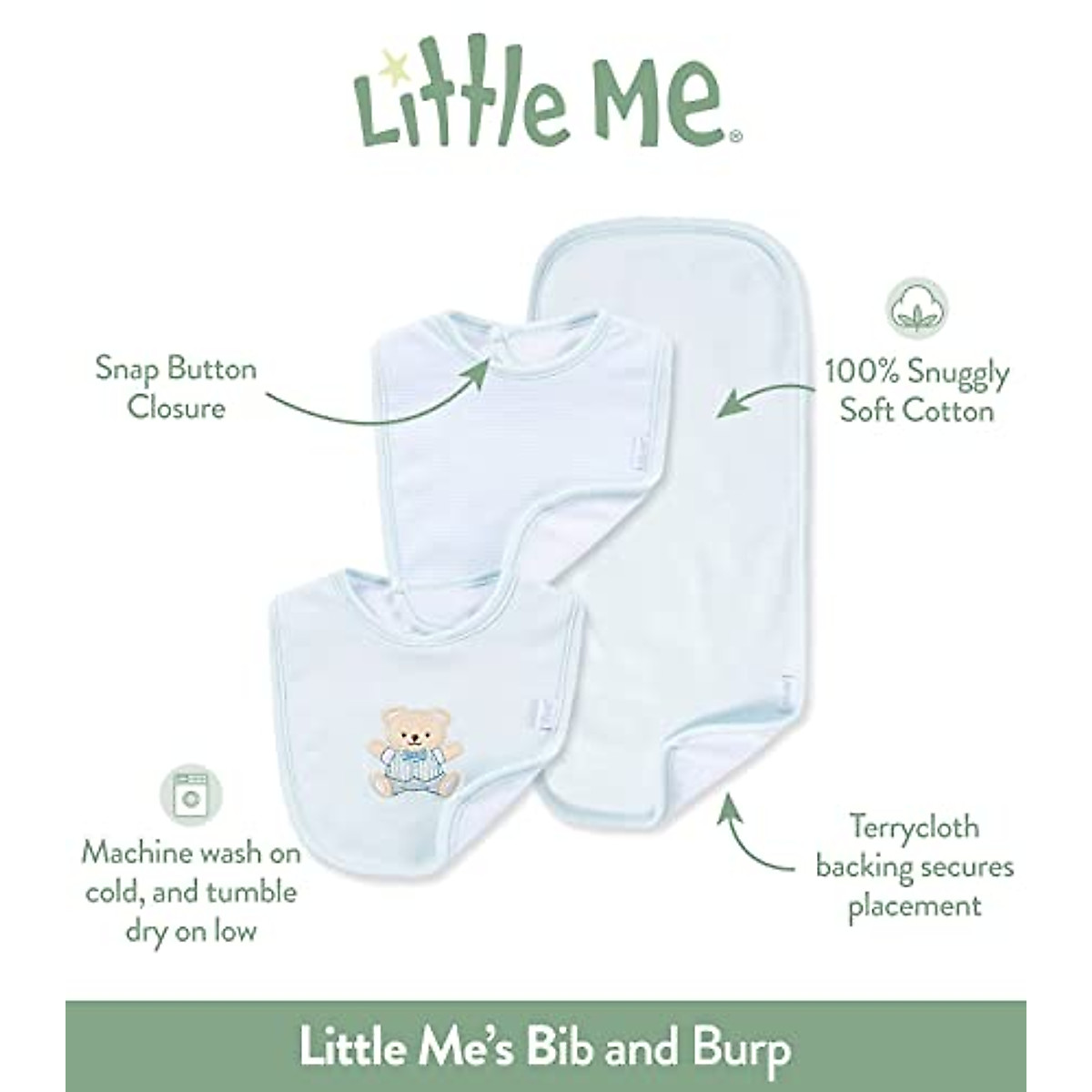 Little Me Baby Boys' 3-Piece Giraffe Bib and Burp Set