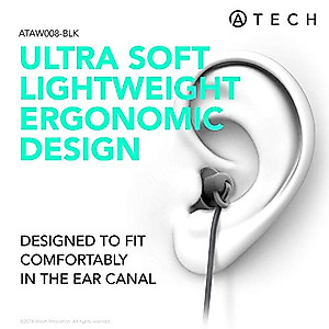 ATECH Ultra Flexible Silicon Sleeping Earbuds with Microphone Earplugs for Sleeping, Insomnia, Snoring, Air Travel, Relaxation, ASMR (Type 1 (S/M), White)