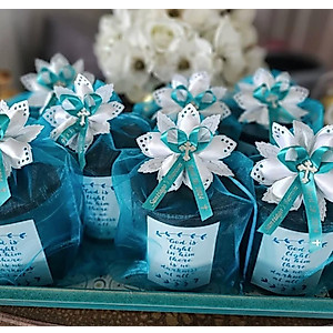 25 Personalized Ribbons Assesmbled Bows Custom Bridal Shower Favor Party Favors Wedding Bridesmaid Memorial Ribbons Funeral Baby Invitations Mis XV años Quinceanera (Royal Blue)