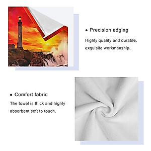 Flradish Lighthouse Towels 3 Pack Bath Towels for Bathroom Set Soft Cotton Highly Absorbent Lightweight & Quickdry Towel Set 1 Bath Towel,1 Hand Towel,1 Washclothe