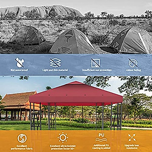 FOLAWO 10' X 10' Gazebo Replacement Canopy Double Tier Gazebo Covers for Yard Patio Garden Canopy Sunshade (Red)