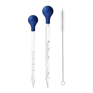 GSHLLO 2 Pcs 5ml 10ml Glass Graduated Dropper Lab Liquid Transfer Dropping Pipettes Rubber Head Droppers Straight Tip Dropper Pipettes Essential Oil Pipettes with Clean Brush