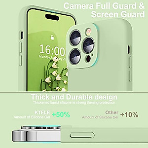 Ktele Compatible with iPhone 14 Pro Case, AB-Grade Liquid Silicone Case, [Four Corner 50+Tiny Airbags Shockproof] [Soft Microfiber Lining Anti-Scratch] Camera All-Round Protection Case-Matcha