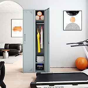 BYNSOE Metal Locker 1 Doors 71" Employees Locker Storage Cabinet Locker School Hospital Gym Locker Requires Assembly (Grey, 1 Door)