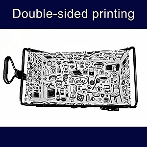 Collapsible Wagon Cart Set of Doodle Kitchen Tools on White Hand Drawn Cooking Icons Set Foldable Utility Wagon Large Capacity Garden Cart with Push Bar for Beach Camp Outdoor Shopping