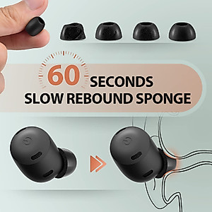 Memory Foam Tips for Google Pixel Buds Pro, Anti-Slip Replacement Ear Tips for Google True Wireless Earphones，Fit in The Charging Case, Perfect Noise Cancellation, 3 Pairs (Mixed Sizes, Black)