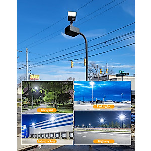 9PCS LED Parking Lot Lights 200W 160W 120W, LED Shoebox Light 5000K Adjustable Arm Mount, UL Listed Outdoor Pole Light with Photocell, IP65 Waterproof Commercial Street Area Flood Lighting 100-277V