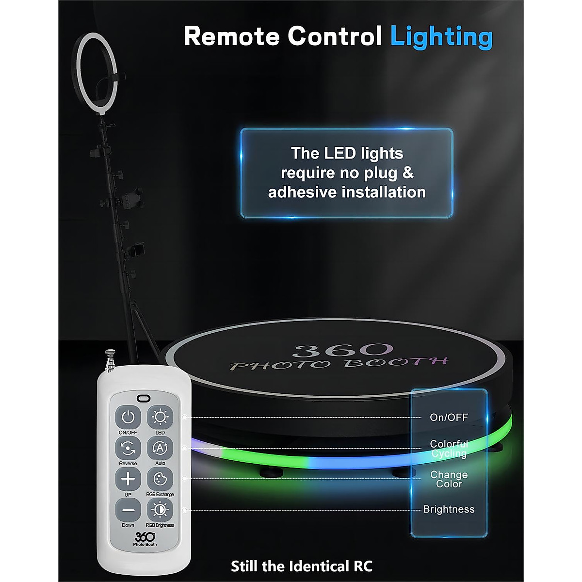 HOGSITY 360 Photo Booth Machine for Parties for 1-3 PPL,with APP,Wireless Light Strip,Custom Logo&Parts Replace,360 Camera Booth Auto Spin w/Ring Light&Flight Case for Slow Motion Etc.27