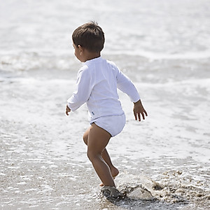 i play. by green sprouts Unisex-Baby Snap Reusable Swim Diaper (2pk) | No other diaper necessary, UPF 50+ protection,White/Snap,12 Months