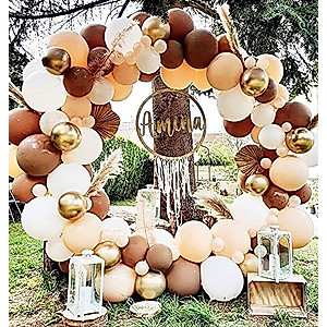 204pcs 10inch /5inch/ 18inch Skin and Coffee Latex Balloon for Birthday Party Decoration Baby Shower Wedding Ceremony Balloon Anniversary Decorations Arch Balloon Tower (coffee)