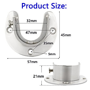 2 PCS Wardrobe Bracket Heavy Duty Stainless Steel Rod Socket Flange Rod Holder Closet Rod End Supports,1-1/4 Inch Diameter Closet Rod Holder , Black Closet Rod Support with Screws, Silver.