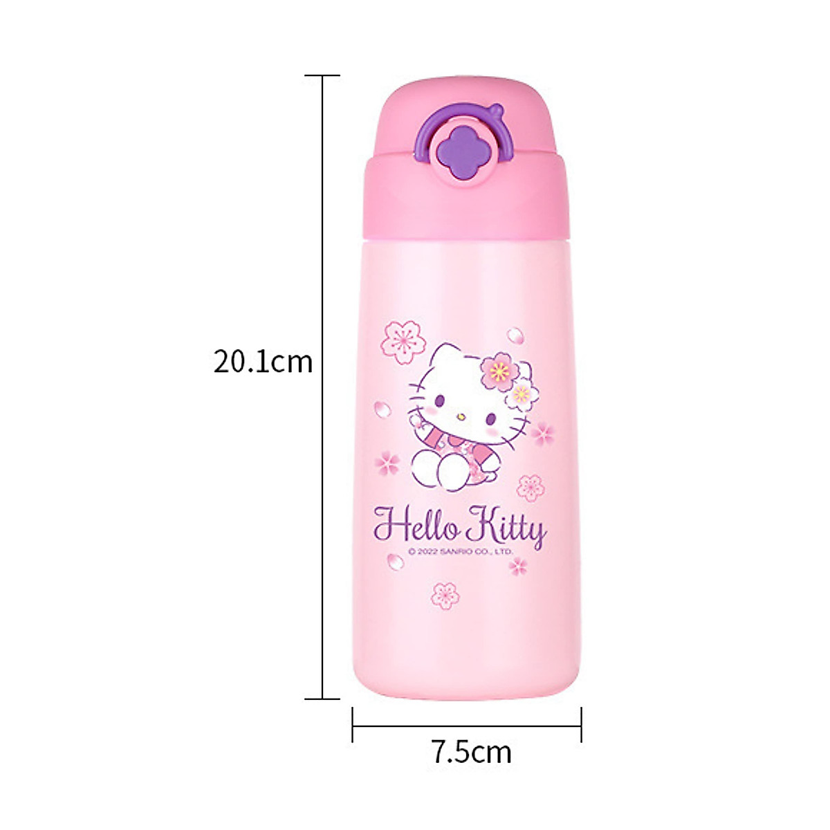 Hello Kitty Stainless Steel Insulated Water Bottle with Bag Pink 500ml