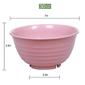 DUOLUV Unbreakable Cereal Bowls - Wheat Straw Fiber Lightweight Bowl Sets 4 - Dishwasher & Microwave Safe - for,Rice,Soup Bowls (30 OZ)