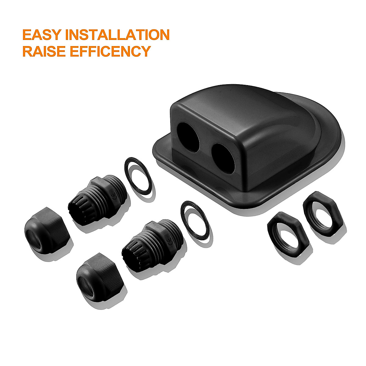 RICH SOLAR Cable Entry Housing Mount Cable Entry Housing Mount for RV,Boats, Caravans, Marine,Cable Entry Housing Mount Gland Box(Black)